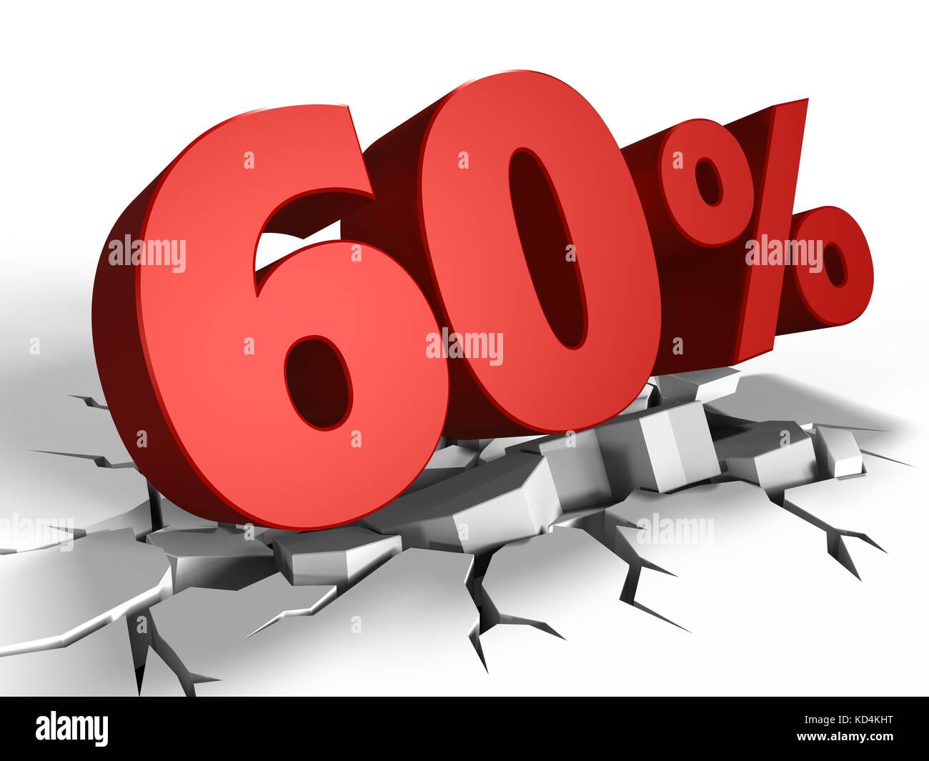 3d illustration of 60 percent discount over white background Stock ...