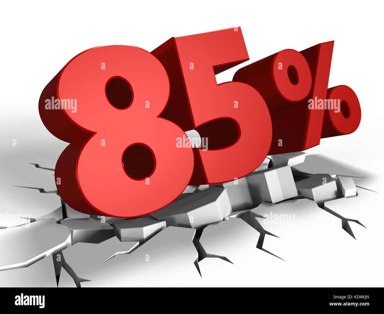 3d illustration of 85 percent discount over white background Stock ...