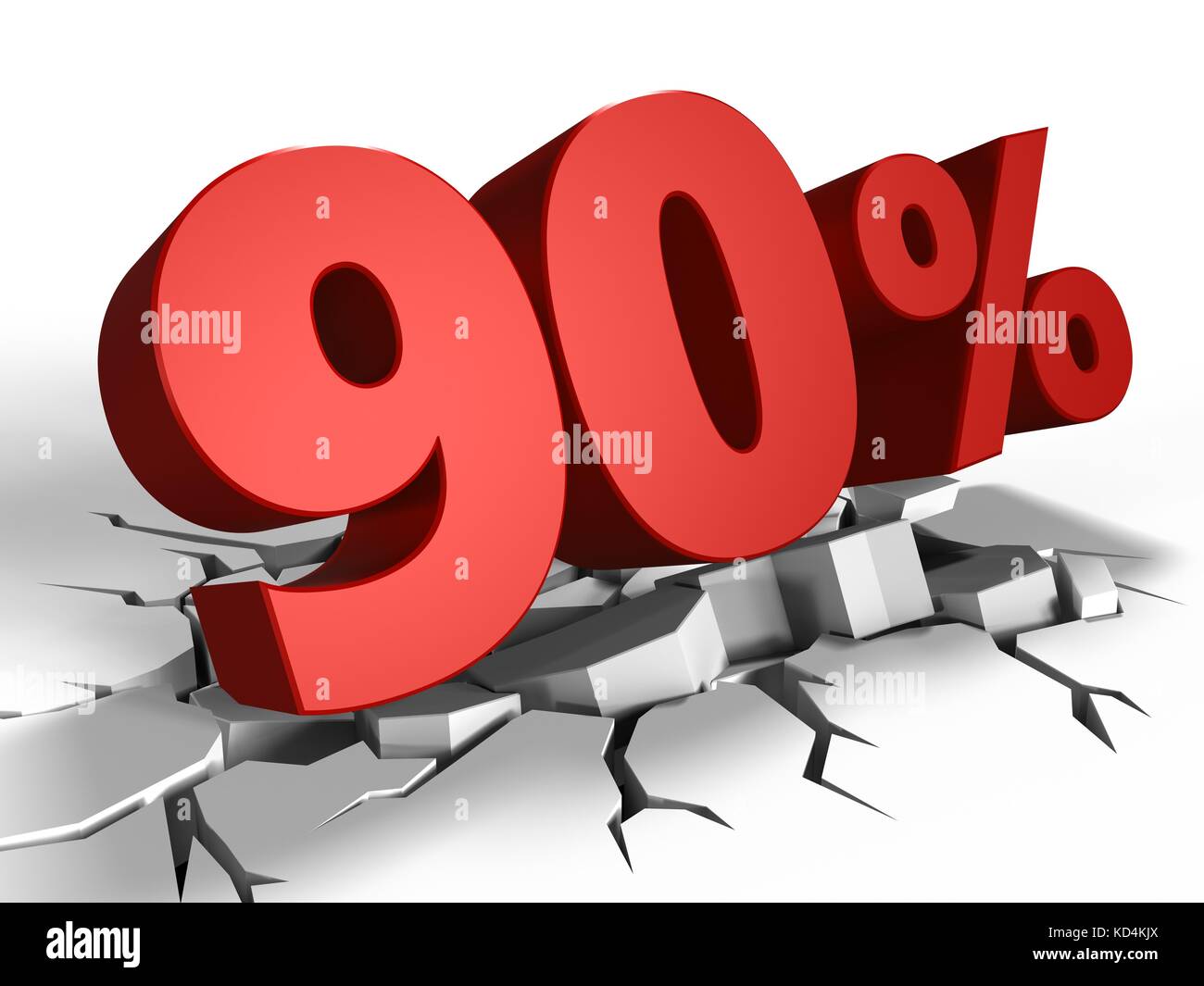 3d illustration of 90 percent discount over white background Stock ...