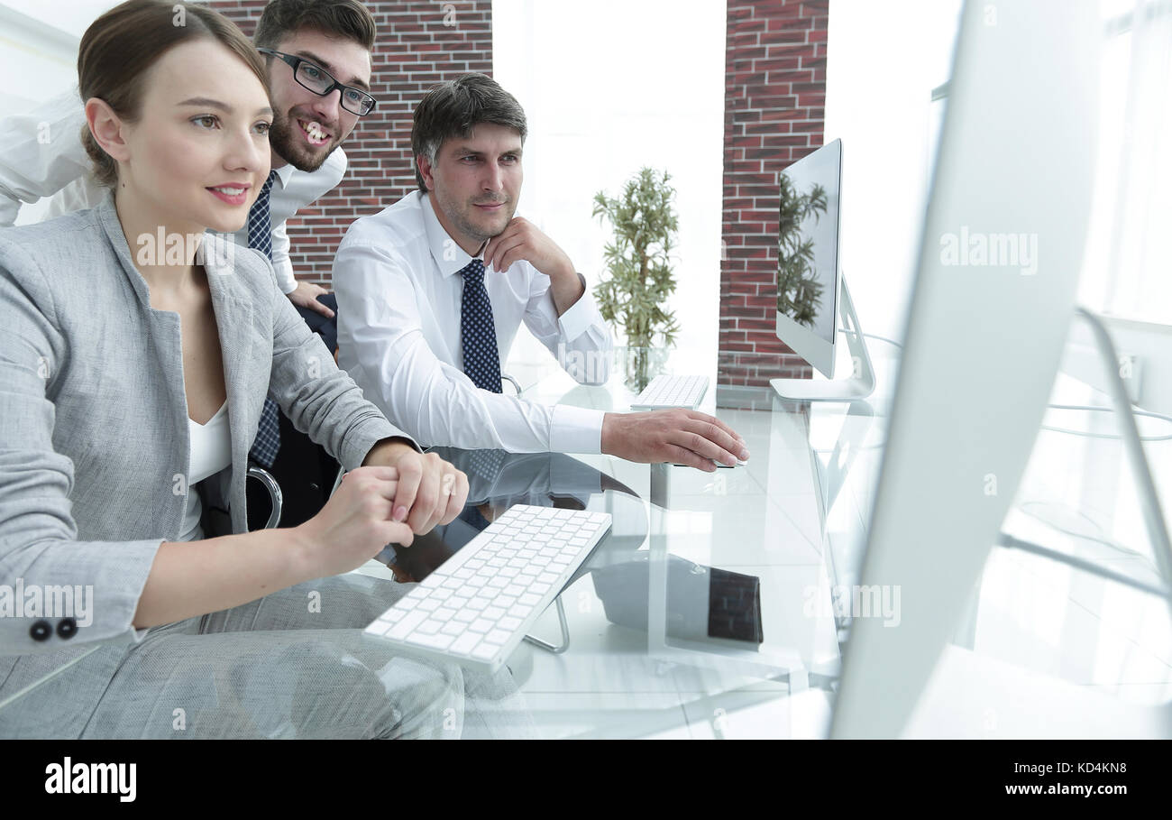 business team working in a computer room Stock Photo - Alamy