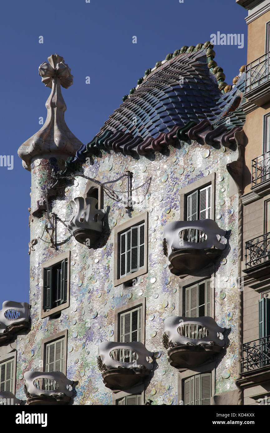 Exterior Facade of Casa Batllo designed by Antoni Gaudi barcelona spain ...