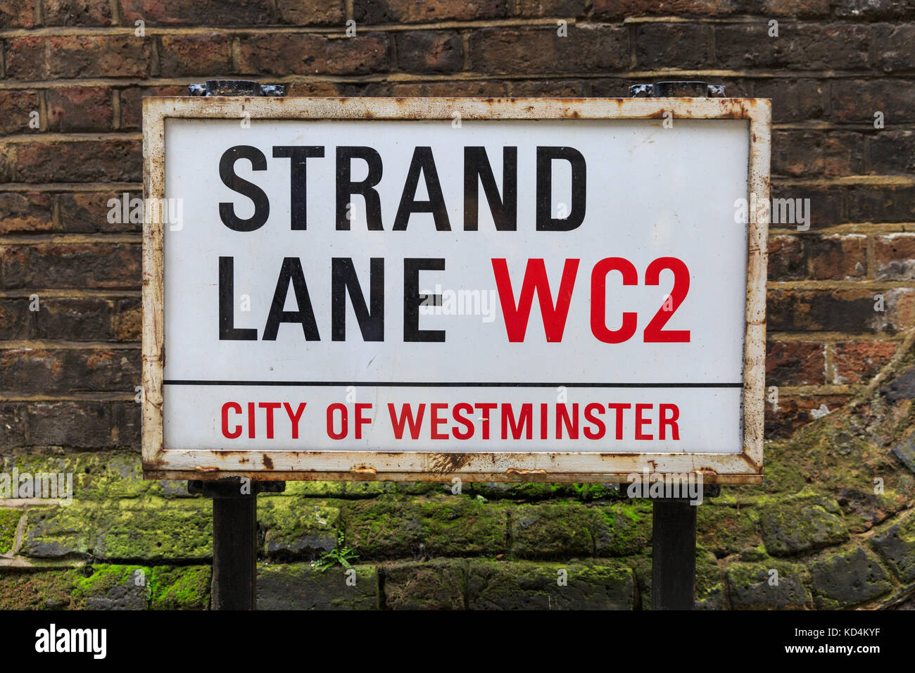 Strand Lane, WC2, City of Westminster, street sign in London, England ...