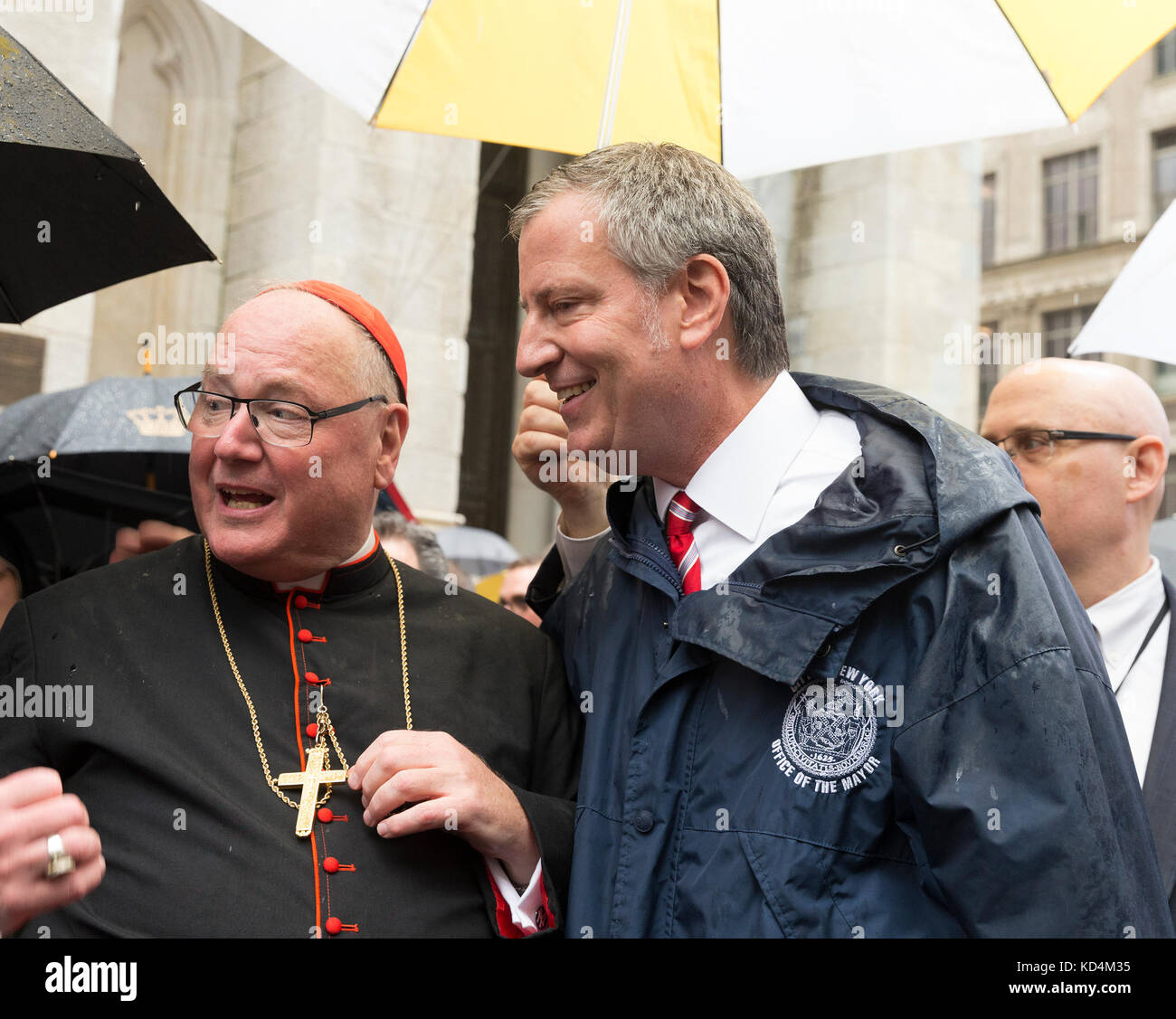 Cardinal Timothy Dolan & mayor Bill De Blasio attend Columbus Day ...