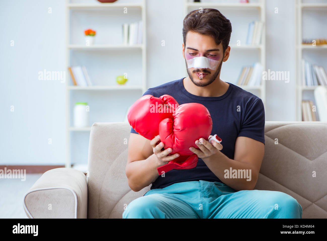Young man defeated in sports game suffered loss with broken bleeding ...