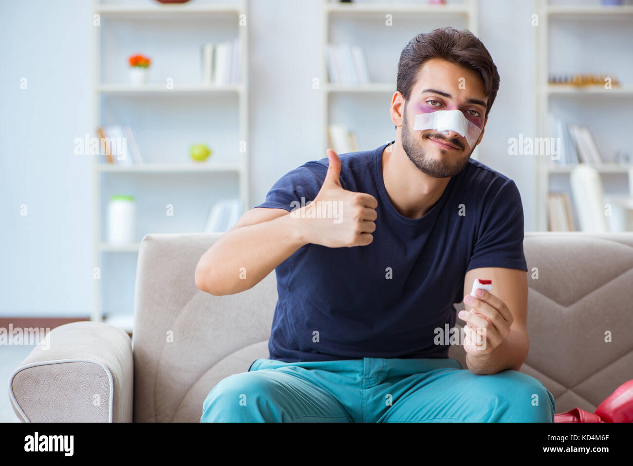 Young man defeated in sports game suffered loss with broken bleeding ...