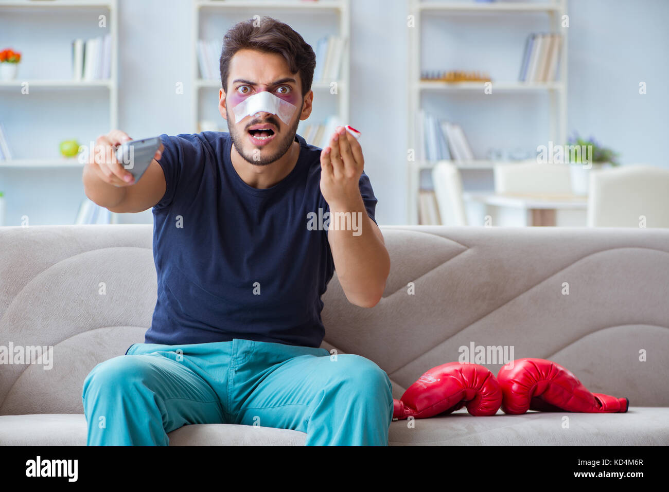 Young man defeated in sports game suffered loss with broken bleeding ...