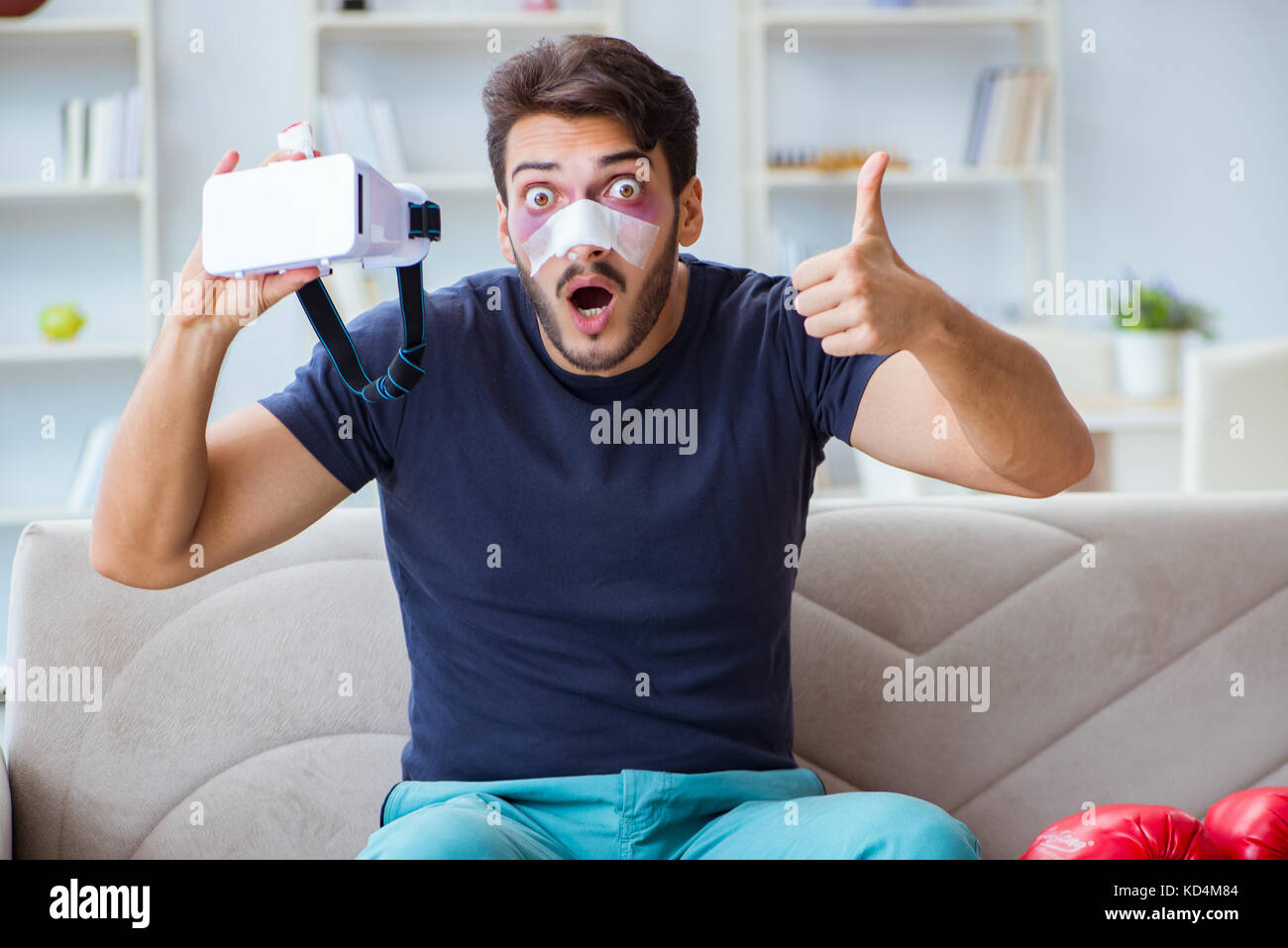 Young man defeated in sports game suffered loss with broken bleeding ...