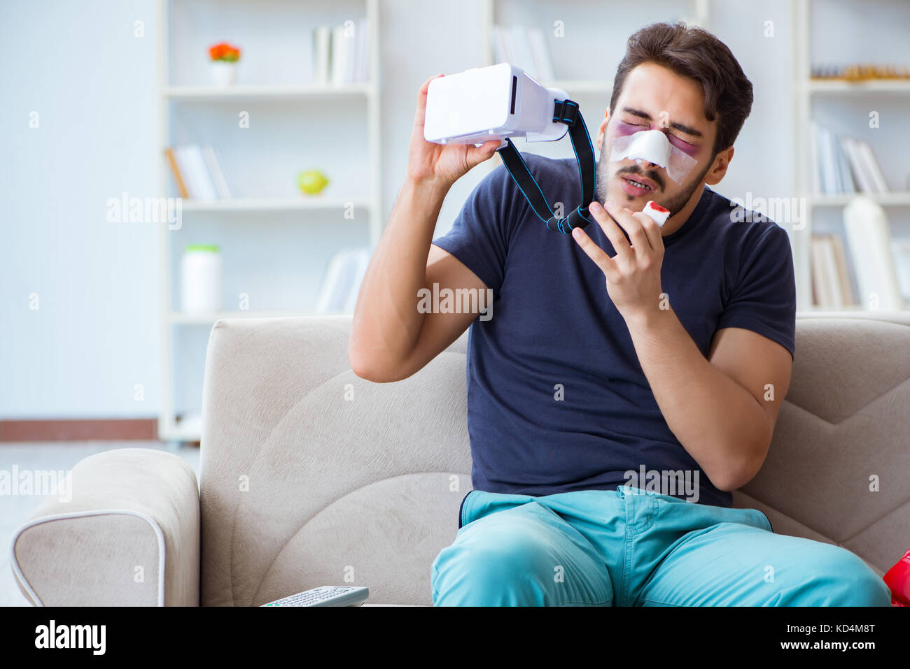 Young man defeated in sports game suffered loss with broken bleeding ...