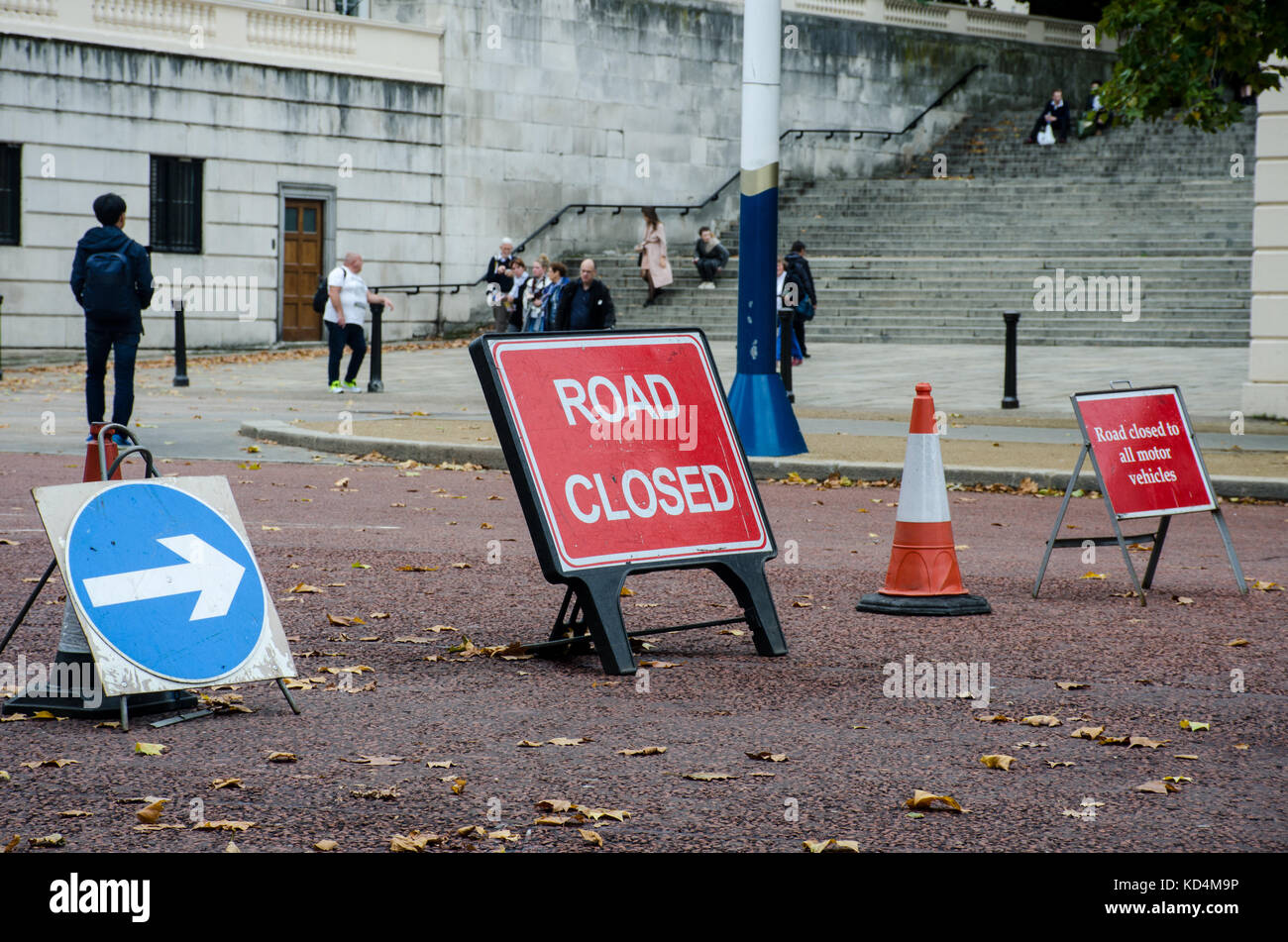 London United Kingdom -1 October 2017: British Road closed signs Stock ...