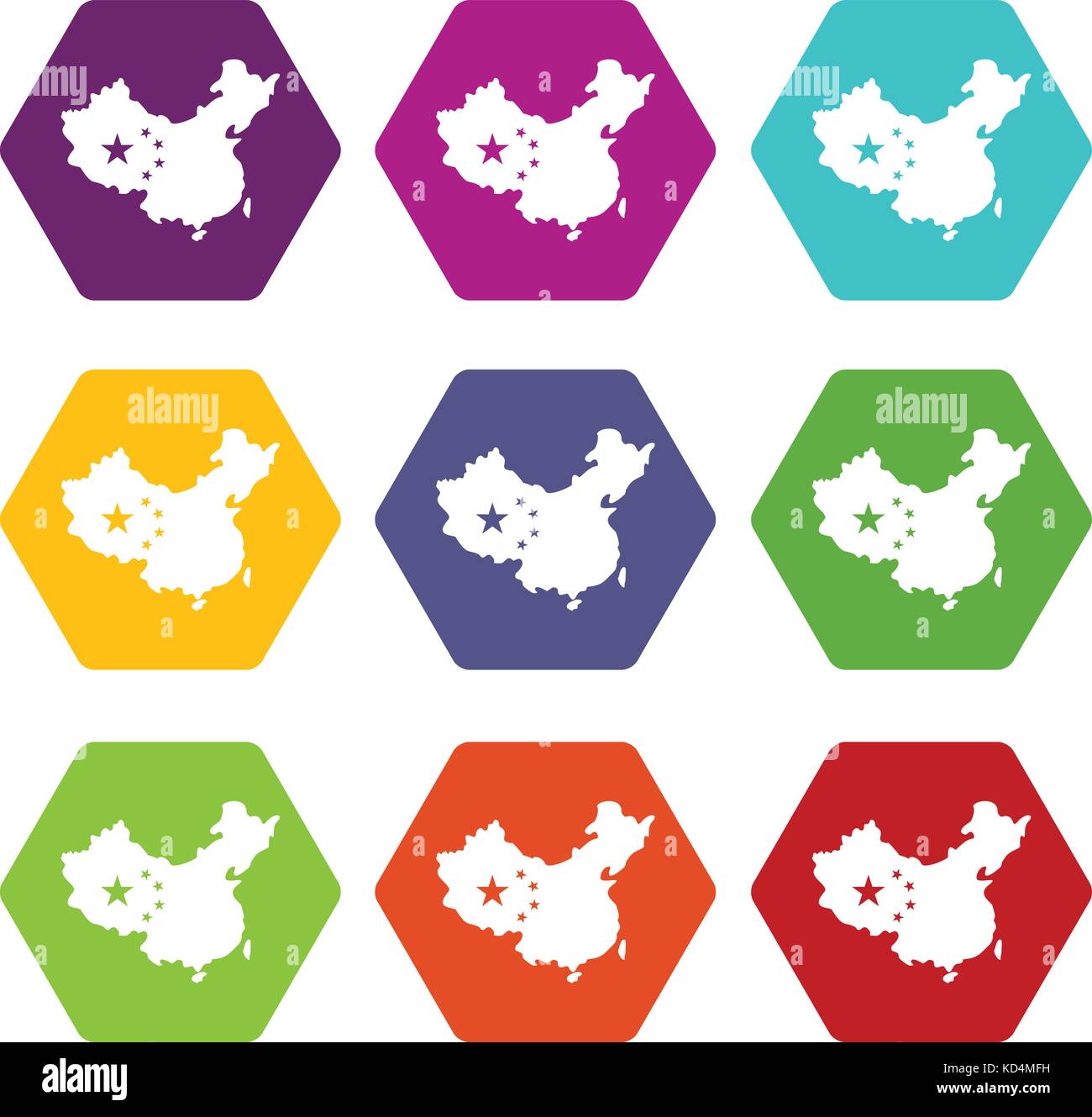 Map of China icon set color hexahedron Stock Vector Image & Art - Alamy