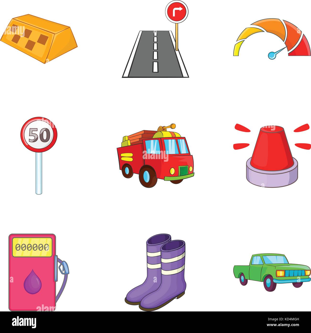 Fast driving icons set, cartoon style Stock Vector Image & Art - Alamy