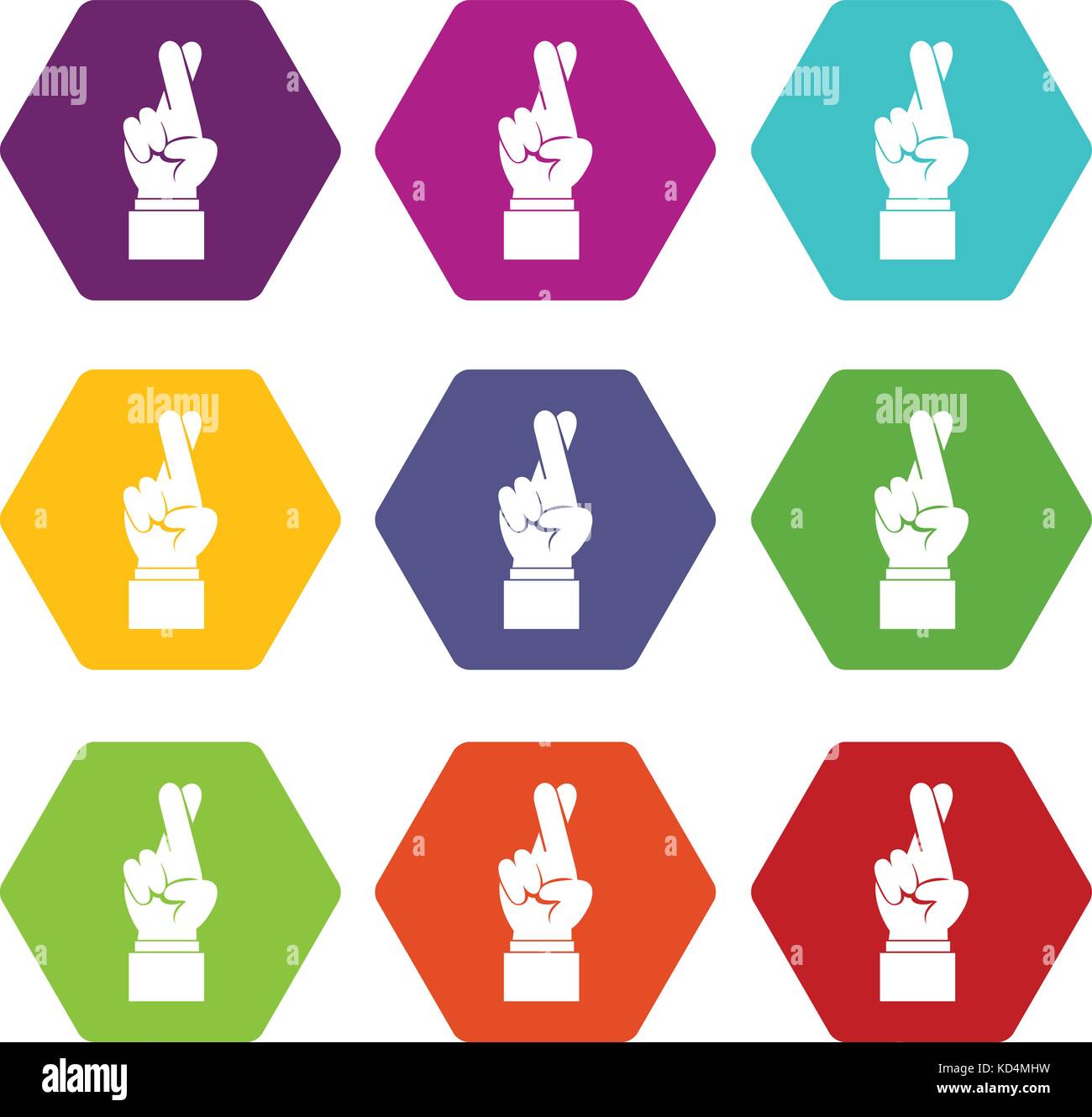 Fingers crossed icon set color hexahedron Stock Vector Image & Art - Alamy