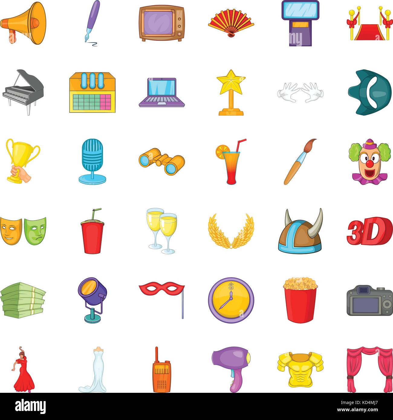 Popcorn icons set, cartoon style Stock Vector Image & Art - Alamy