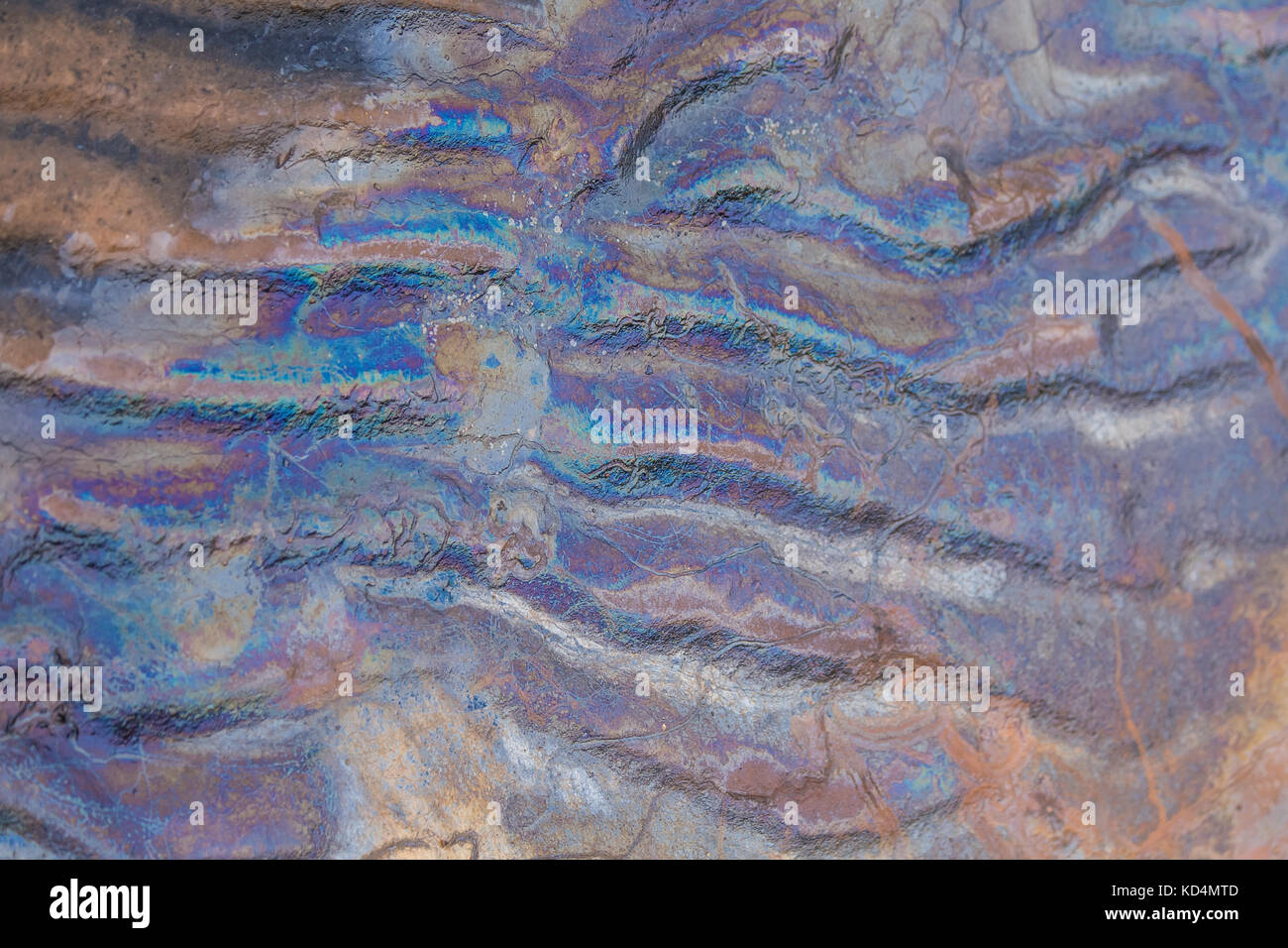 Colorful patterns of oil in the beach sand. Pollution patterns on the ...