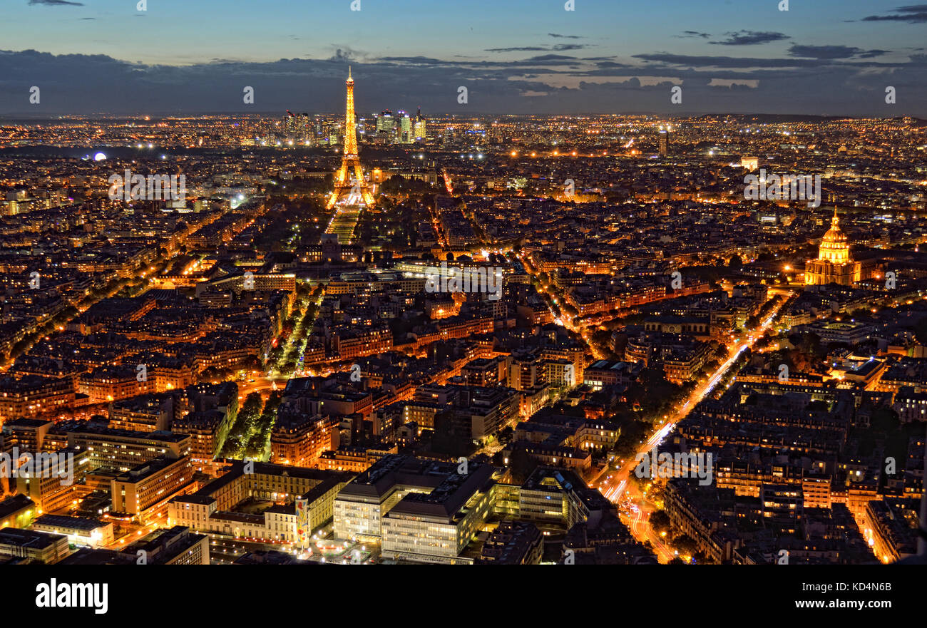 Night view of Paris from Montparnasse Tower Stock Photo - Alamy