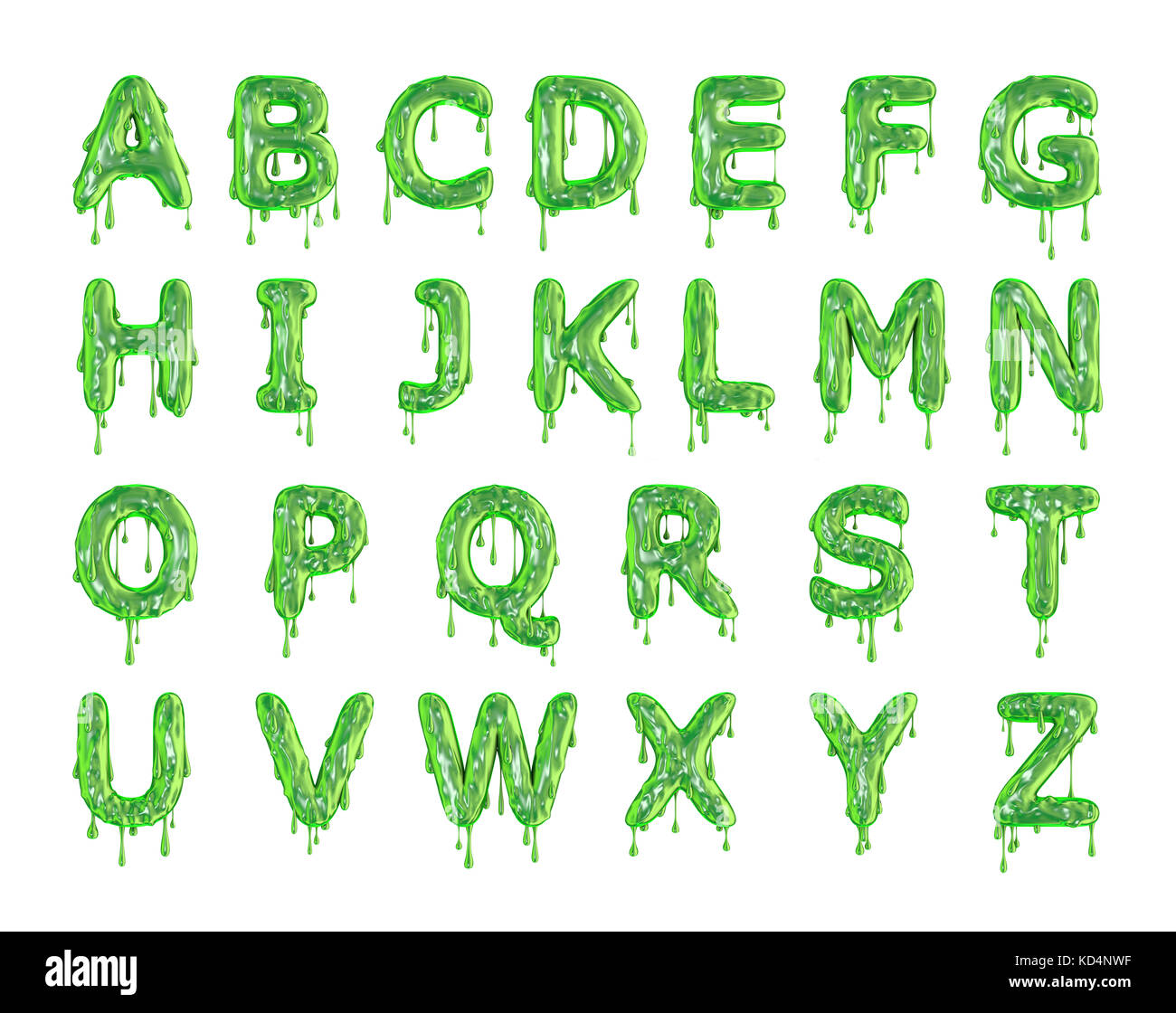 Green dripping slime halloween alphabet letters. 3D Rendering Stock ...