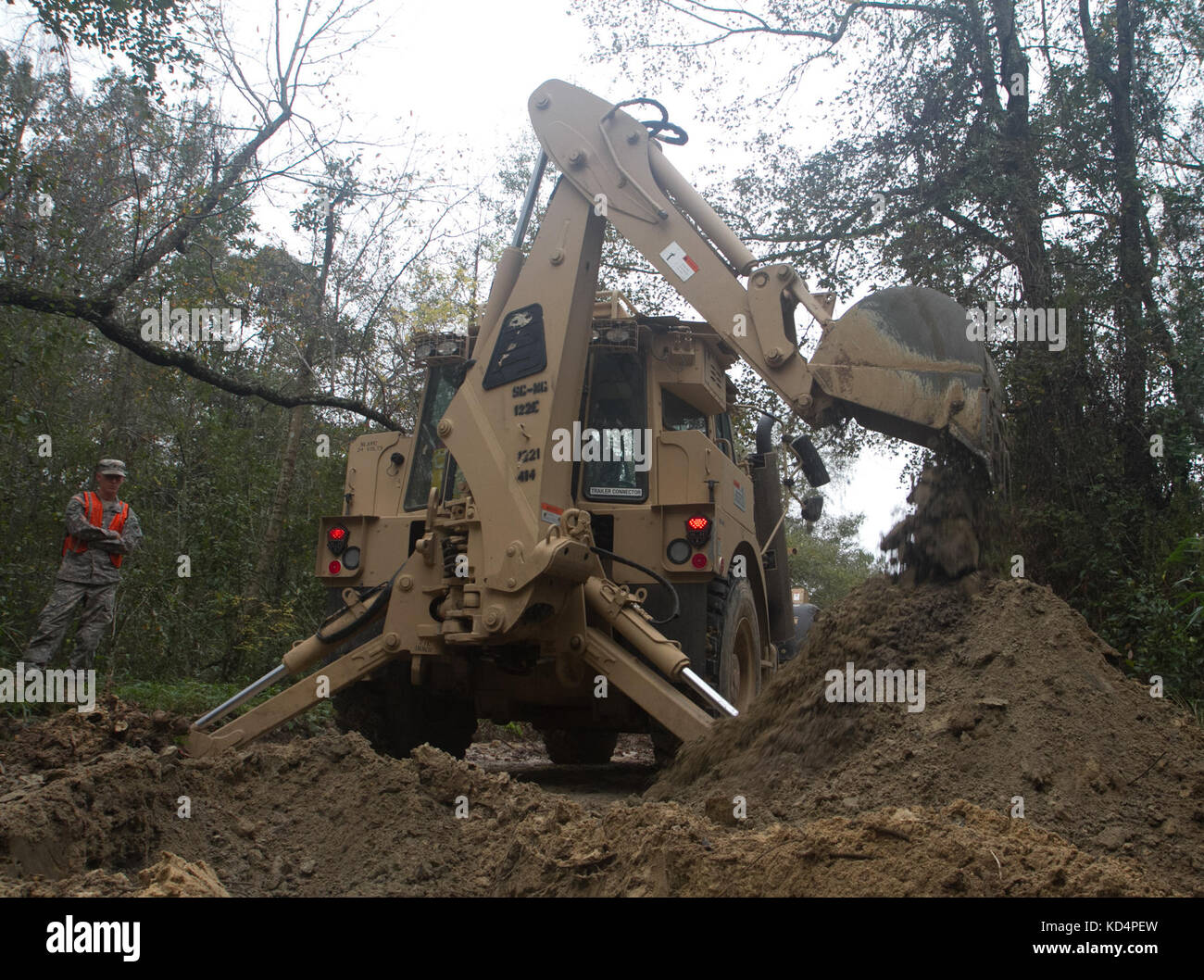 U.S. Army engineers with the South Carolina National Guard repair roads ...