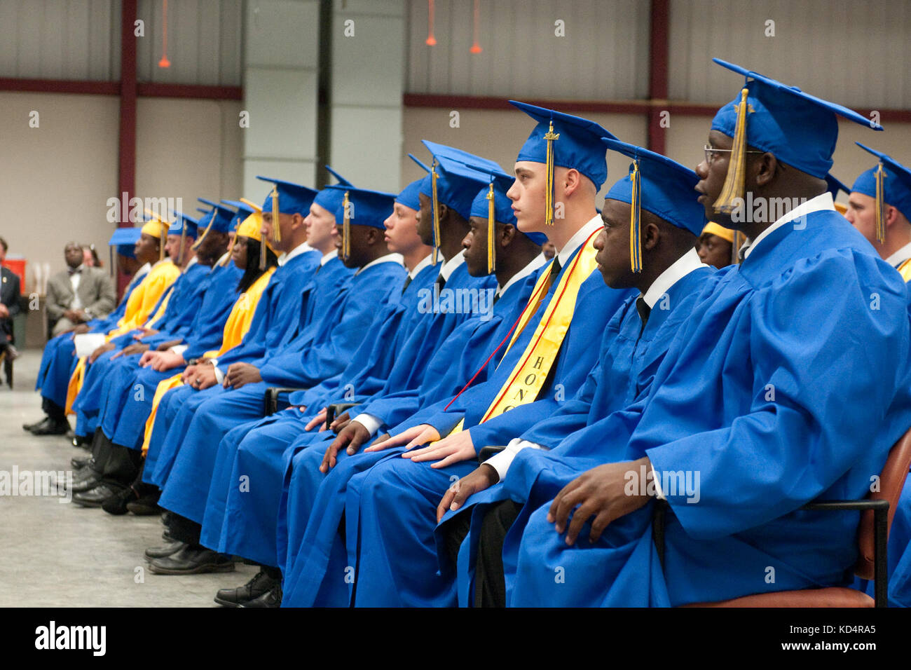 Cadets from the Youth Challenge Academy (YCA) sit patiently and wait to ...