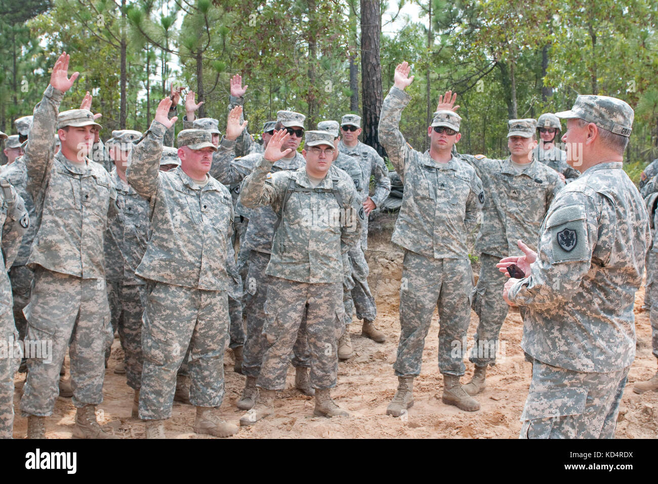 S.C. National Guard Soldiers raise their hands as U.S. Army Gen. Frank ...