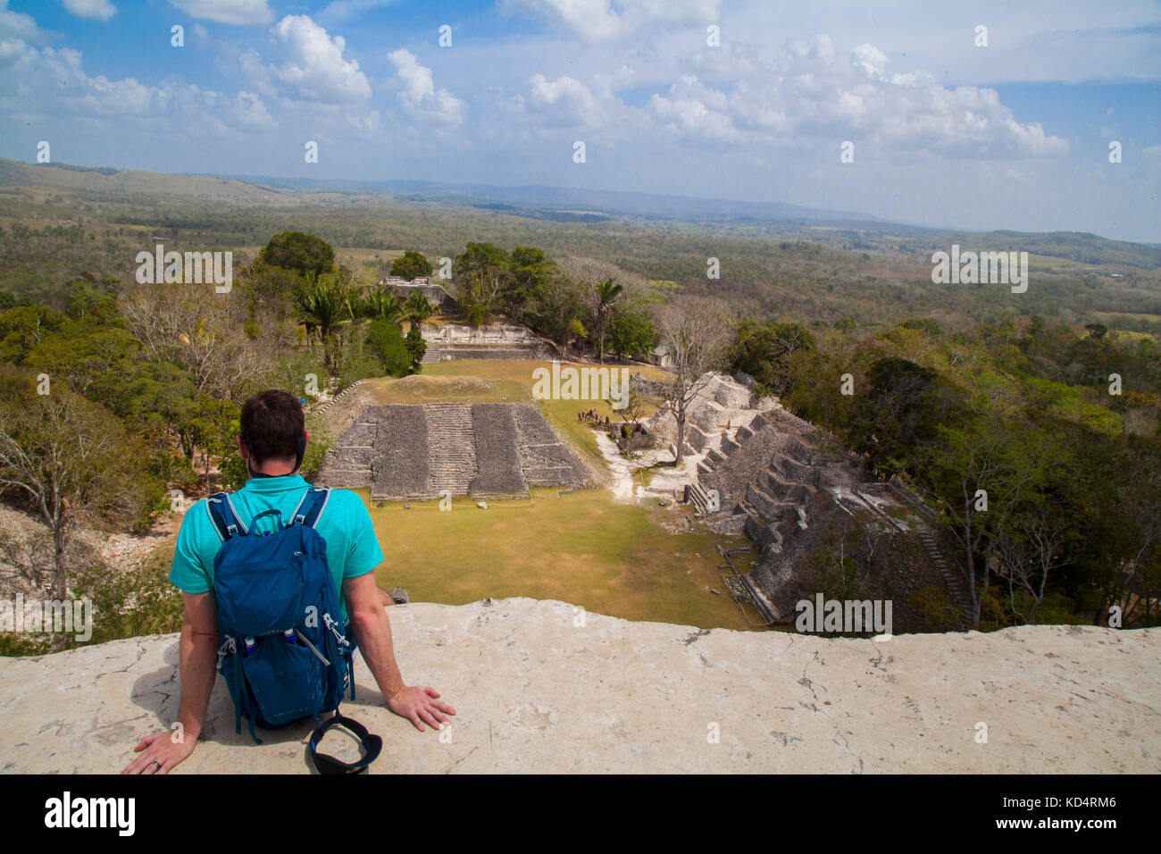 Xunantunich Mayan ruins in Belize Man sitting Stock Photo - Alamy