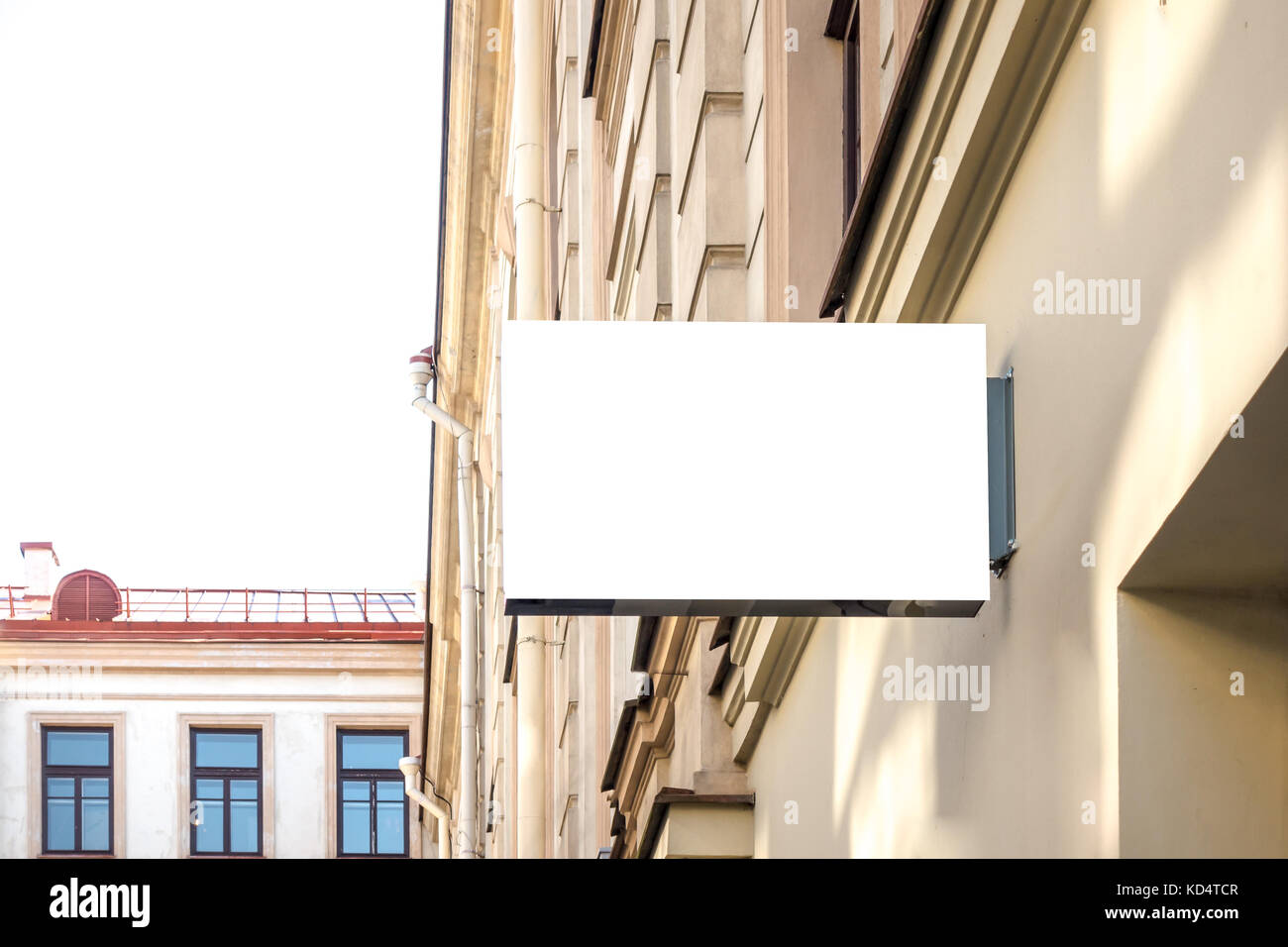 Mock up. Signboard of shop, store or restaurant on the wall Stock Photo ...