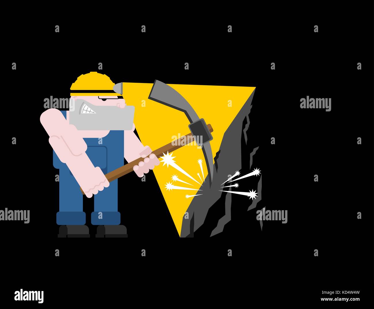 Miner worker mining isolated. collier with pickaxe. Pitman is at work ...