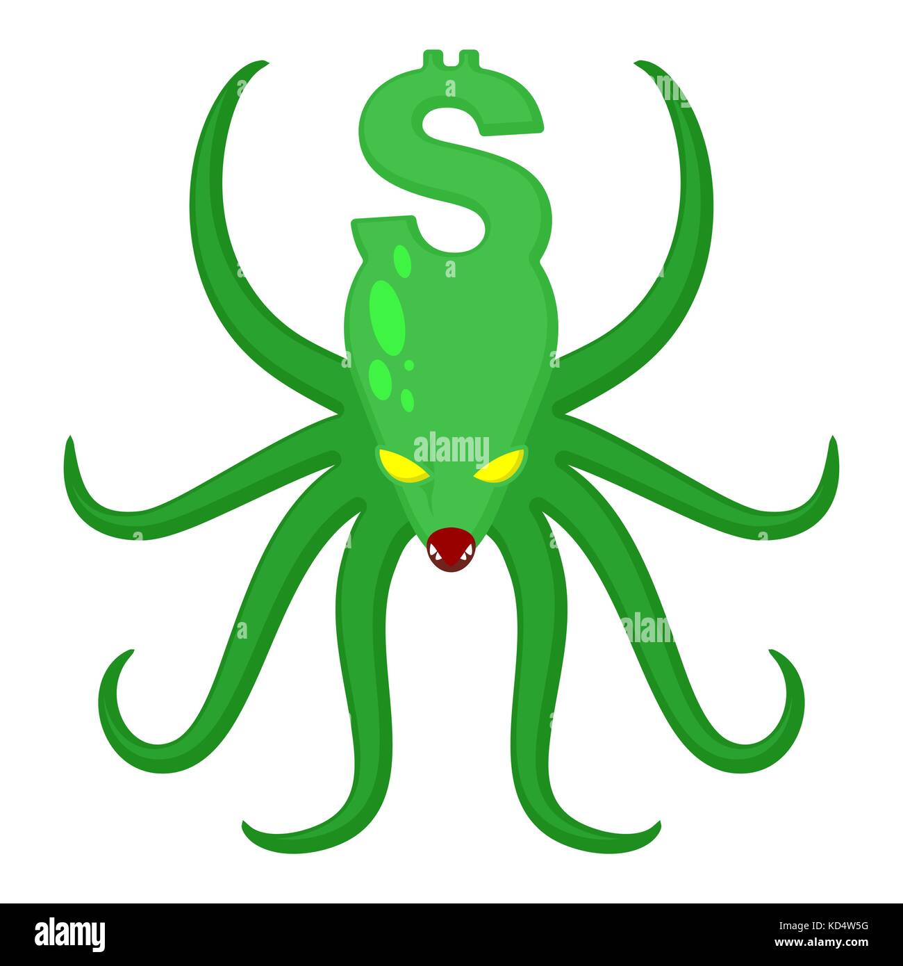 Monster Dollar isolated. Money Octopus. Vector Illustration Stock ...