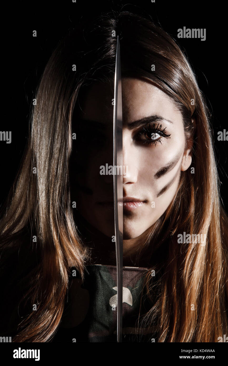 Woman camouflage face hi-res stock photography and images - Alamy