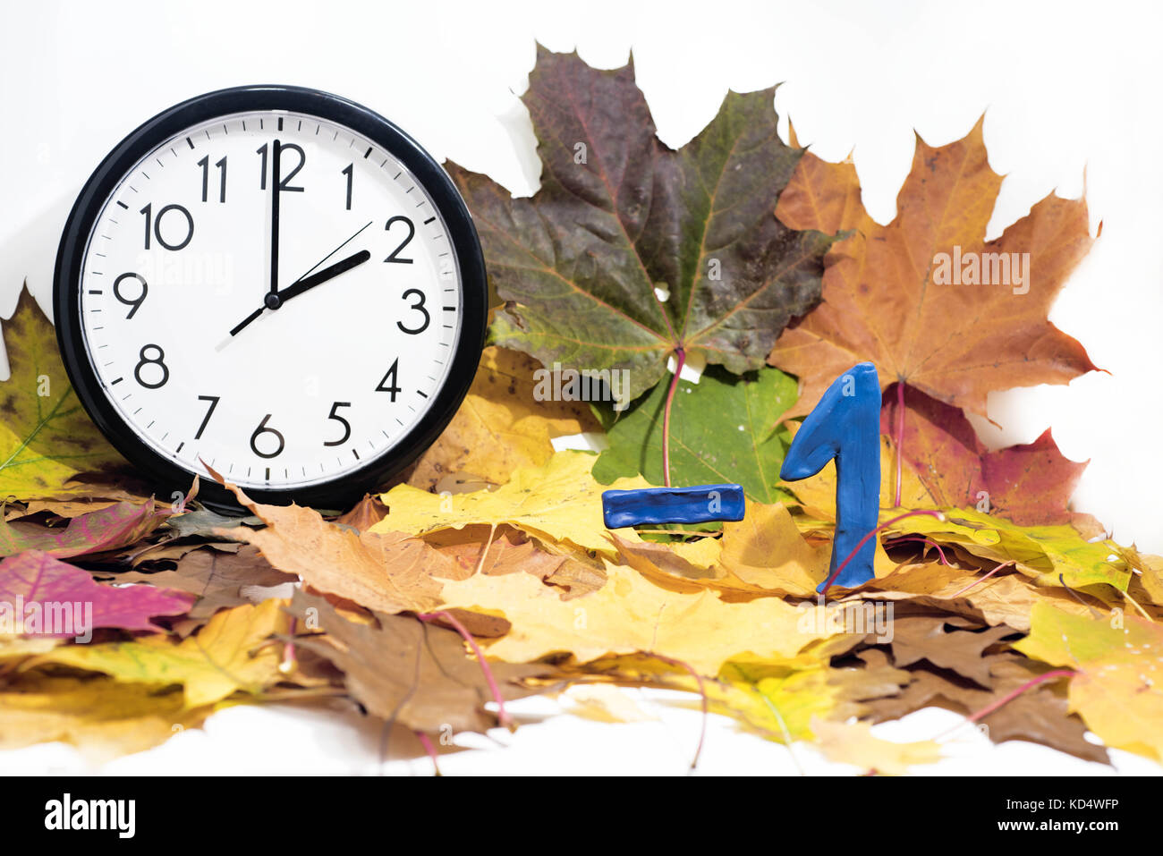 Daylight Saving Time. Wall Clock going to winter time Stock Photo - Alamy