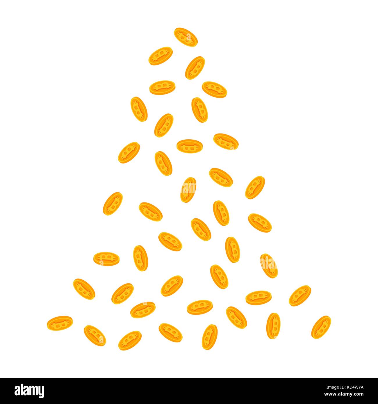 Bitcoin rain. Profit is crypto currency. Virtual money. Vector ...