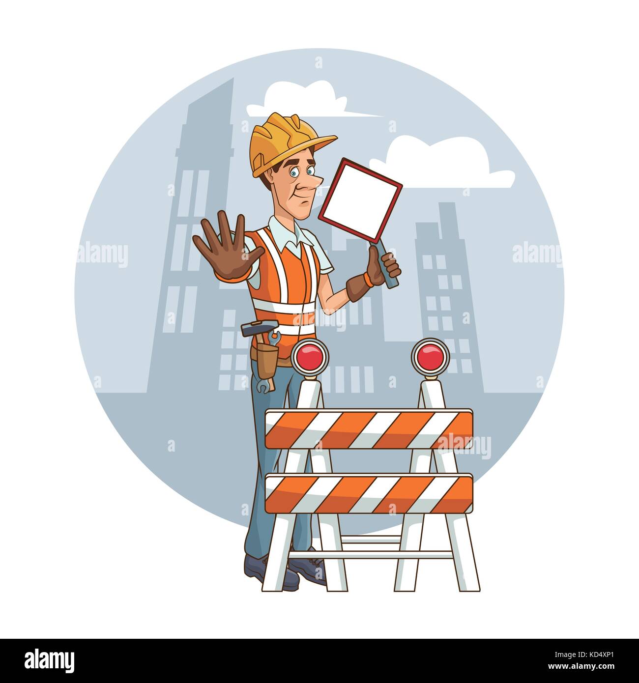 Worker with tool on cityscape cartoon Stock Vector Image & Art - Alamy