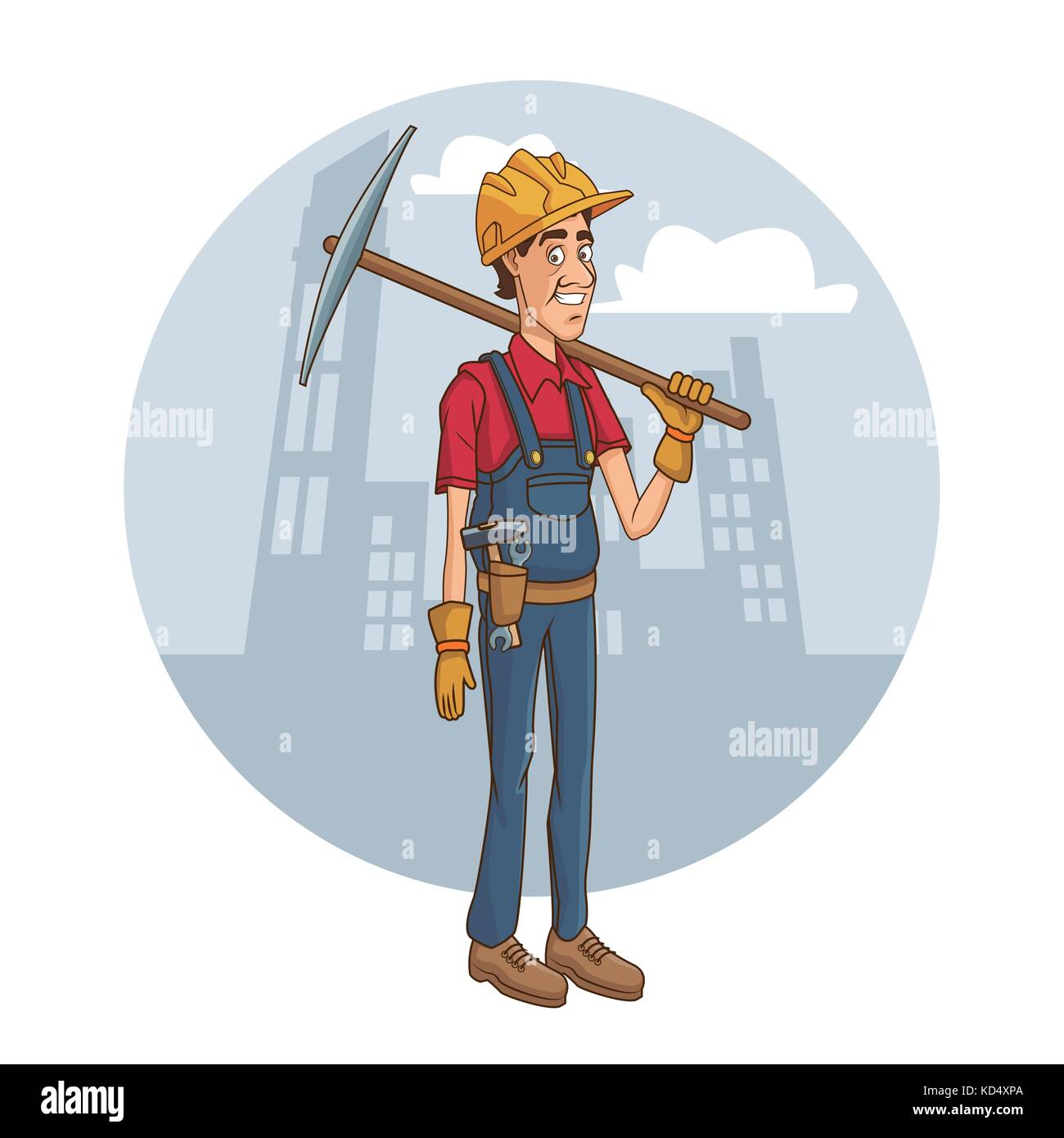 Worker with tool on cityscape cartoon Stock Vector Image & Art - Alamy