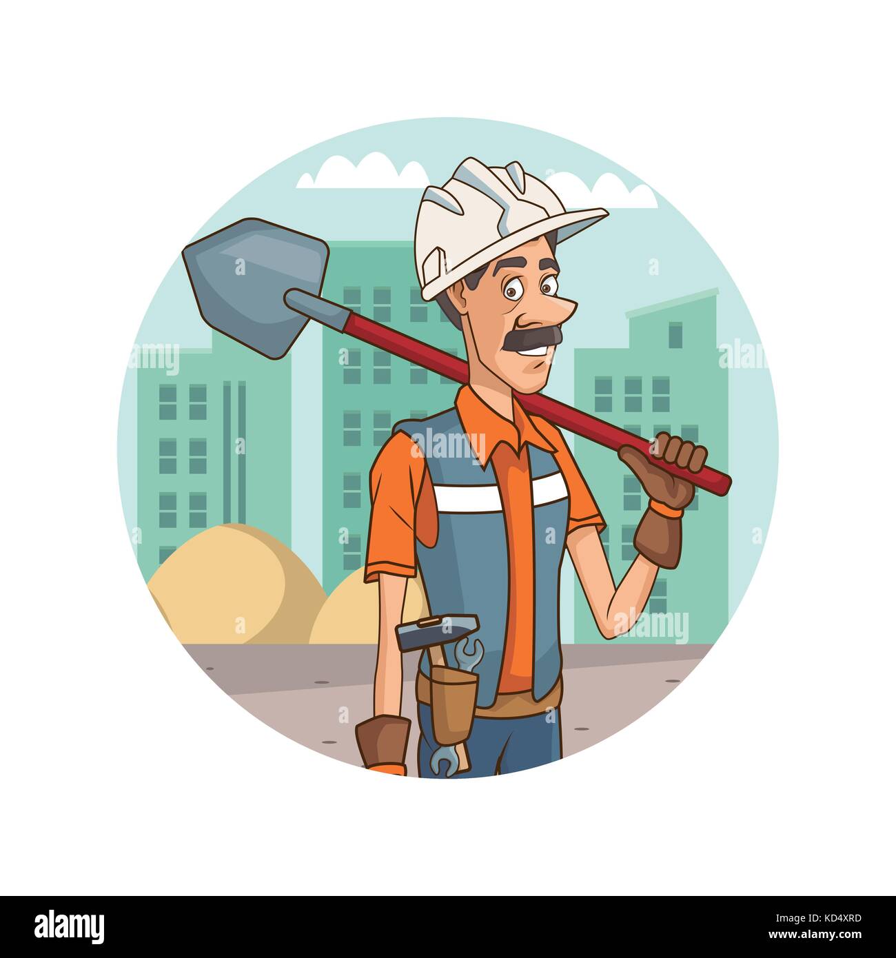 Worker with tool on cityscape cartoon Stock Vector Image & Art - Alamy