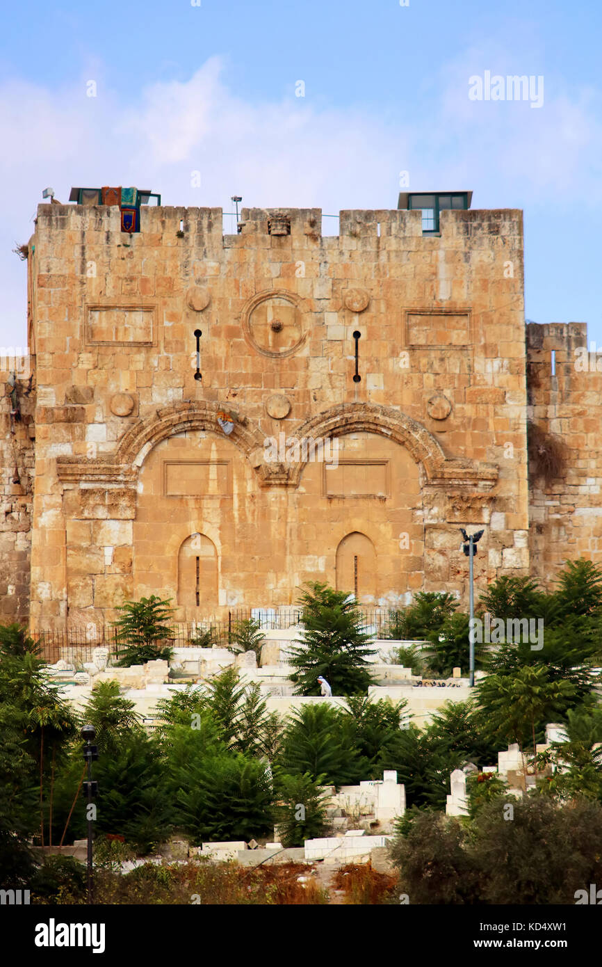 The Golden Gate or Gate of Mercy on the east-side of the Temple Mount ...