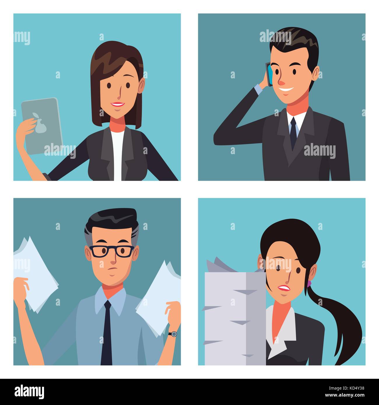 Group young people tablet work Stock Vector Images - Alamy