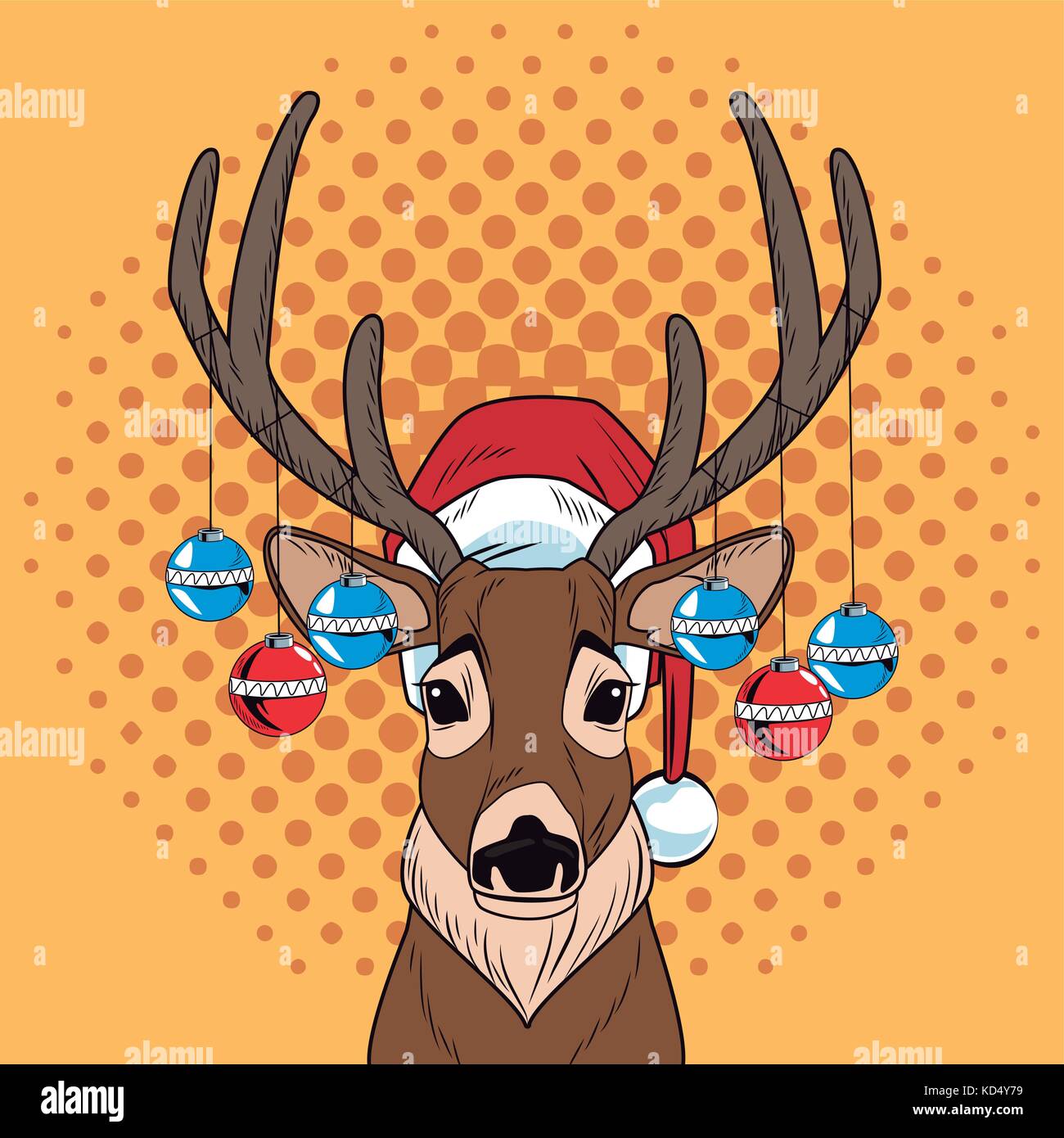 Reindeer with balls Christmas pop art Stock Vector Image & Art - Alamy