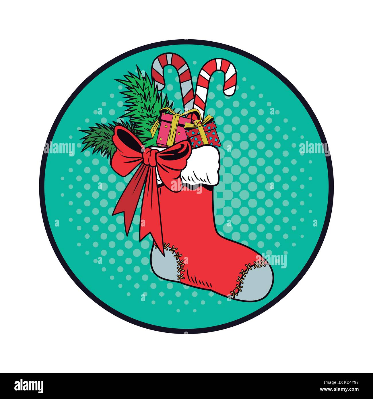 Santa sock with candies Christmas pop art Stock Vector Image & Art - Alamy