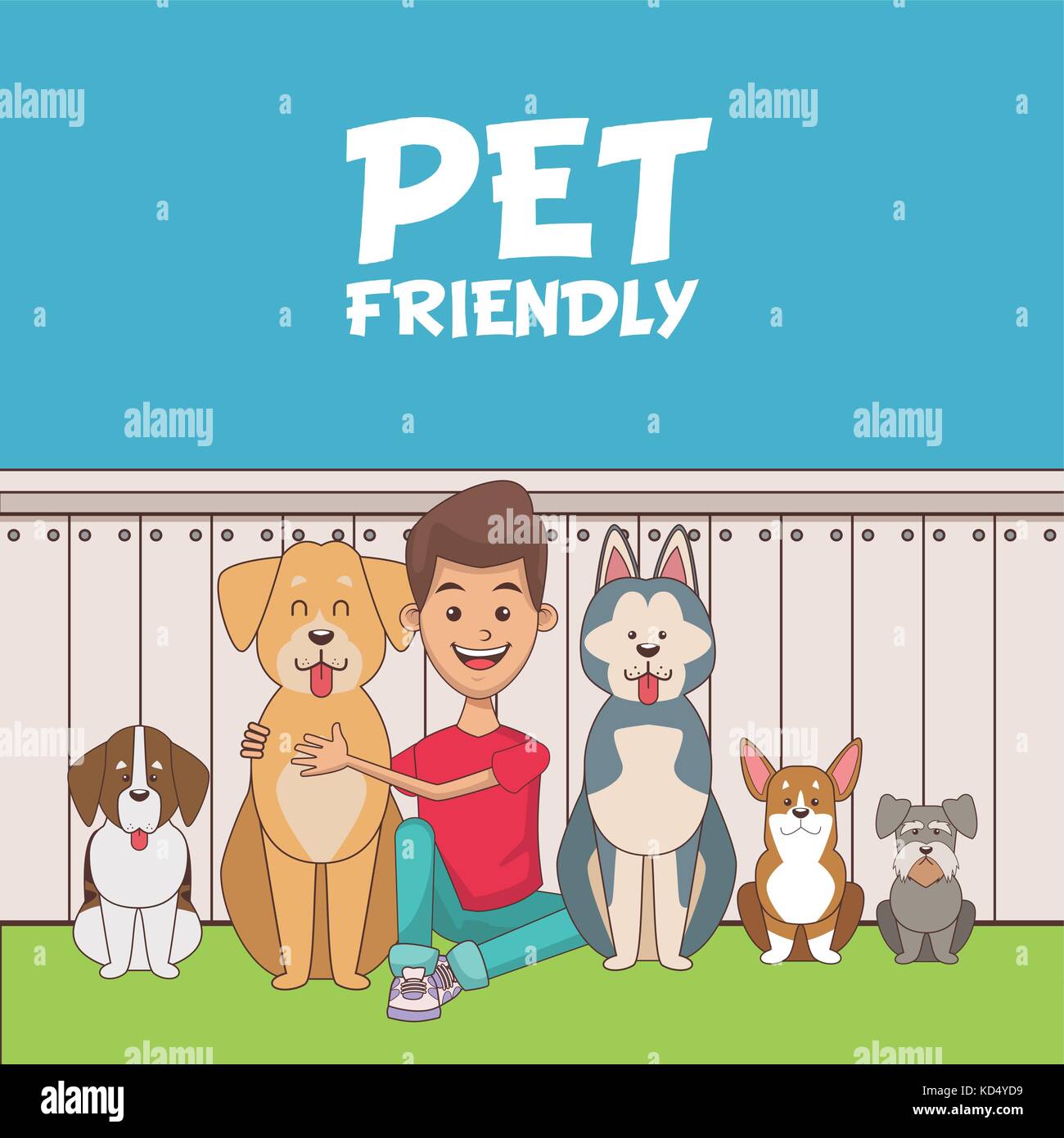Boy with pets cartoon Stock Vector Image & Art - Alamy