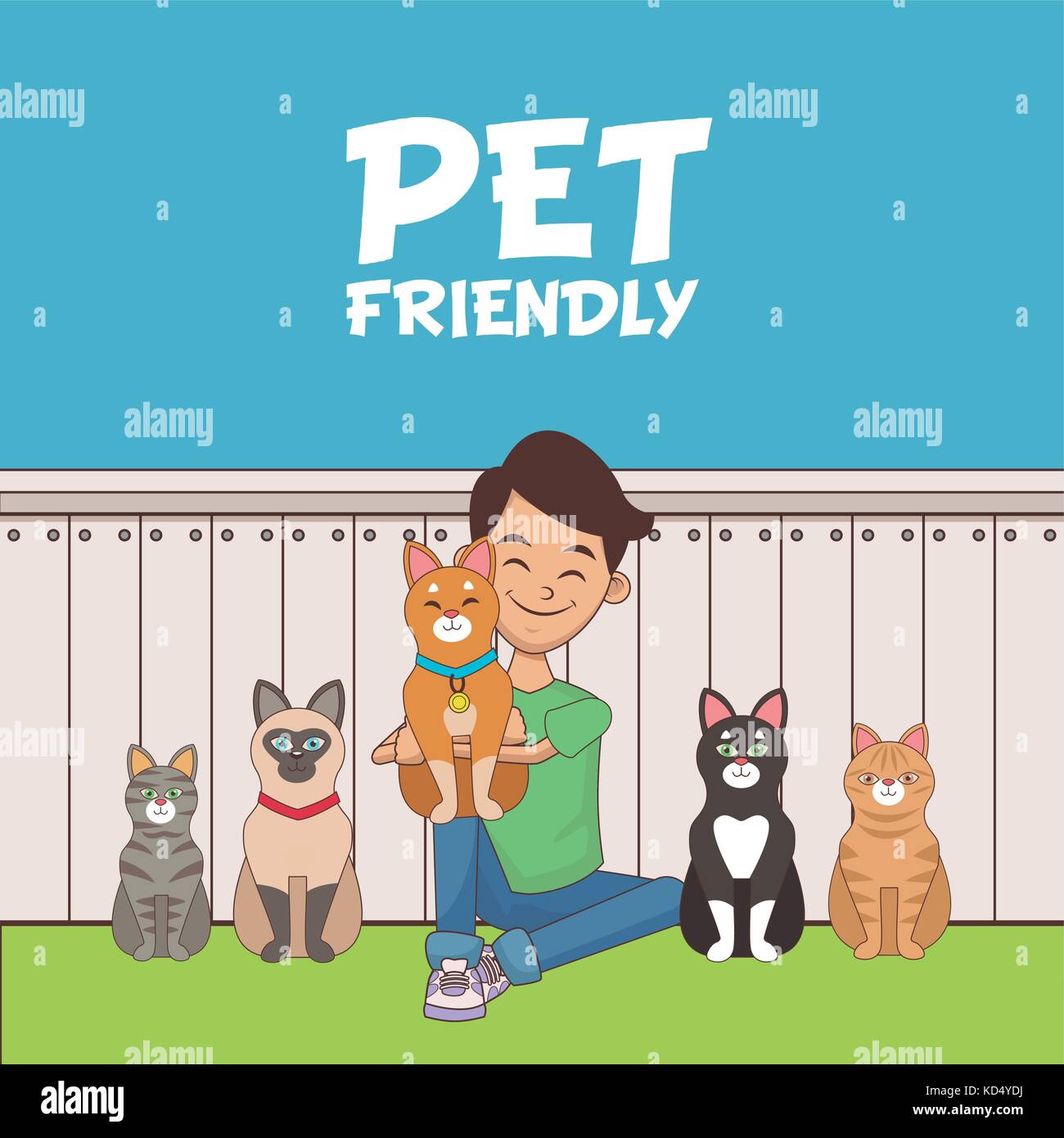 Boy with pets cartoon Stock Vector Image & Art - Alamy