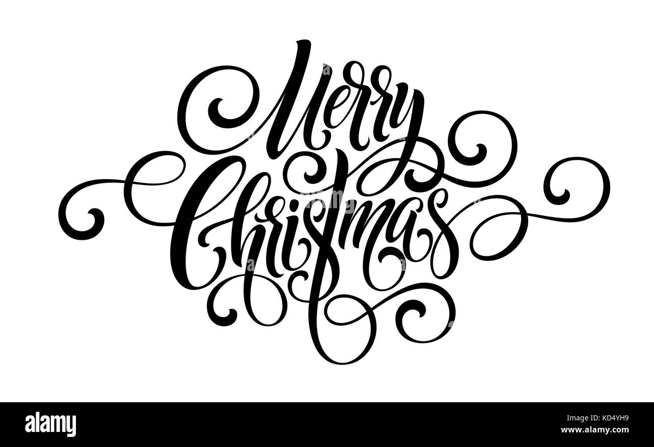 Merry Christmas handwriting script lettering. Vector illustration Stock ...