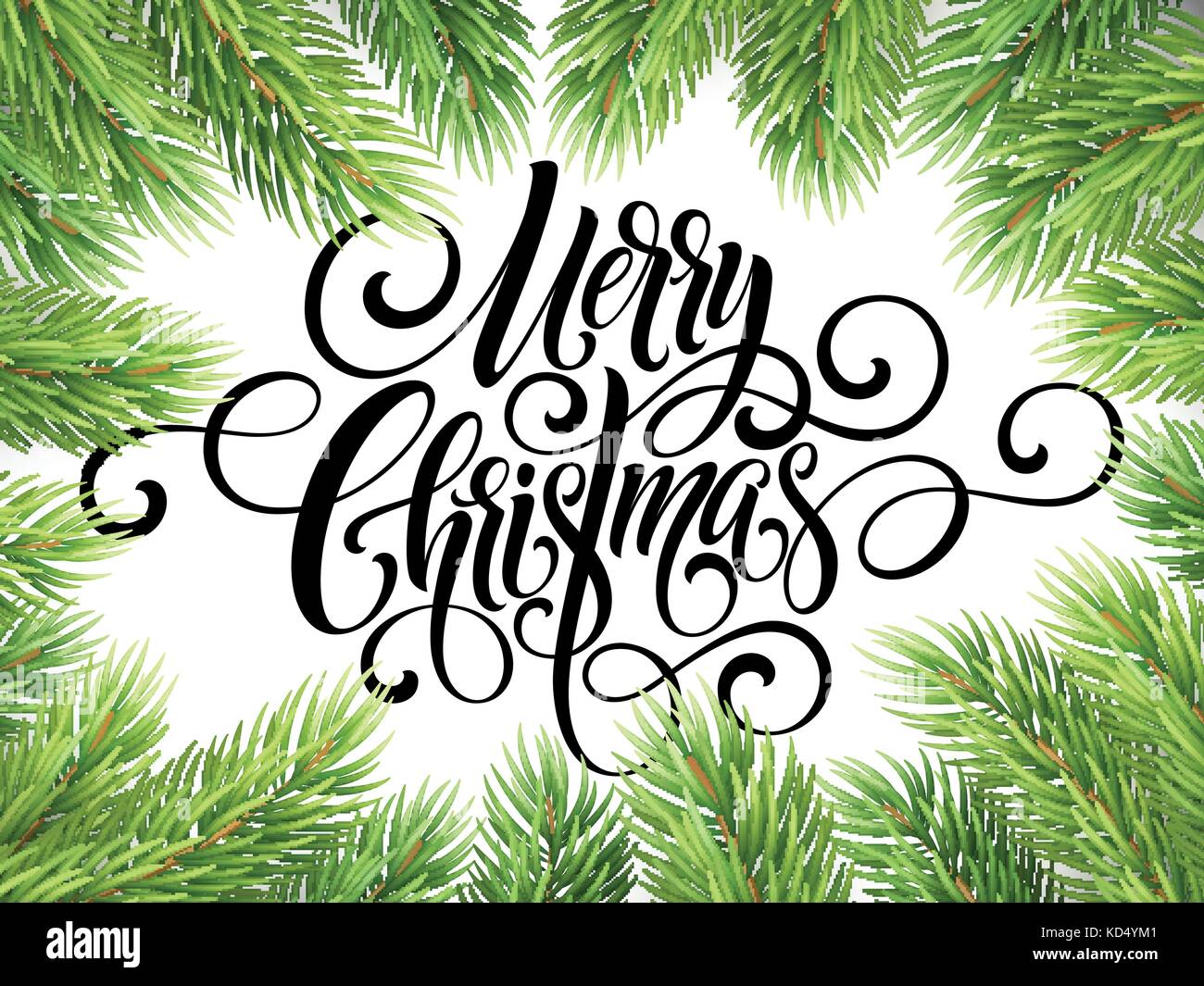 Merry Christmas Handwriting Script Lettering Greeting Background With
