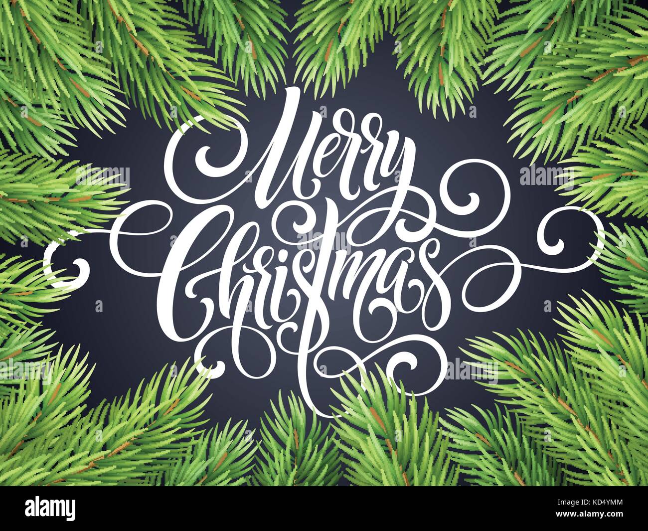 Merry Christmas handwriting script lettering. Greeting background with ...