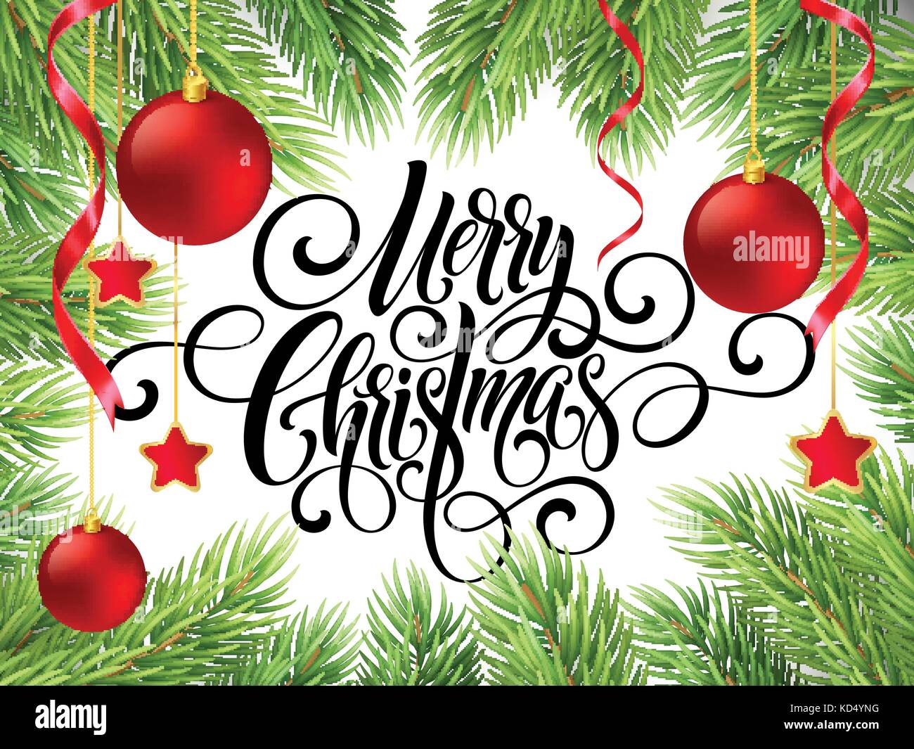 Merry Christmas handwriting script lettering. Greeting background with ...