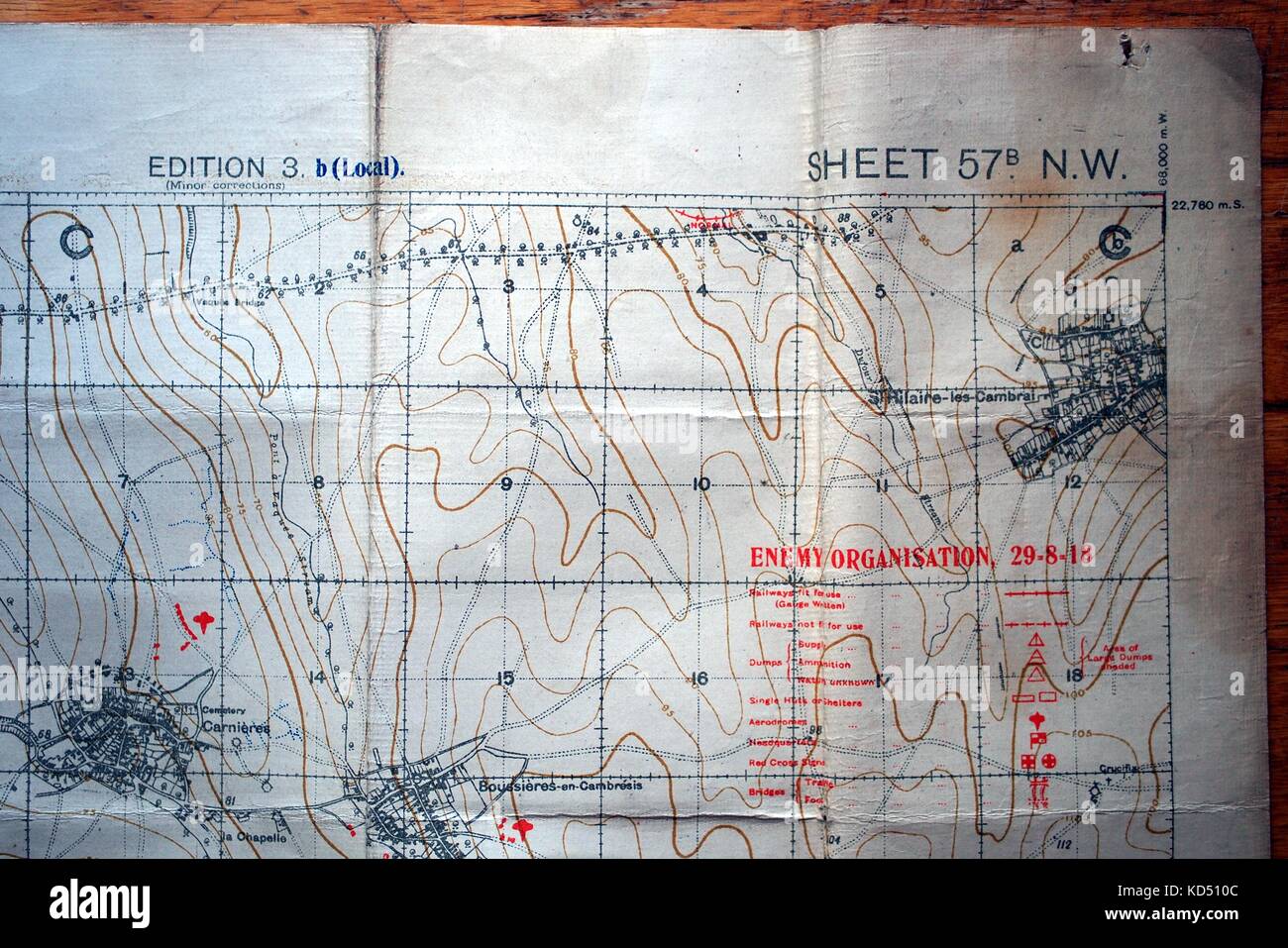 Detail of Ordnance Survey First World War map circa 1918, East of ...