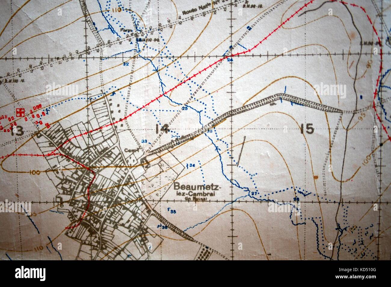 Detail of Ordnance Survey First World War map circa 1918, Beaumetz-lez ...