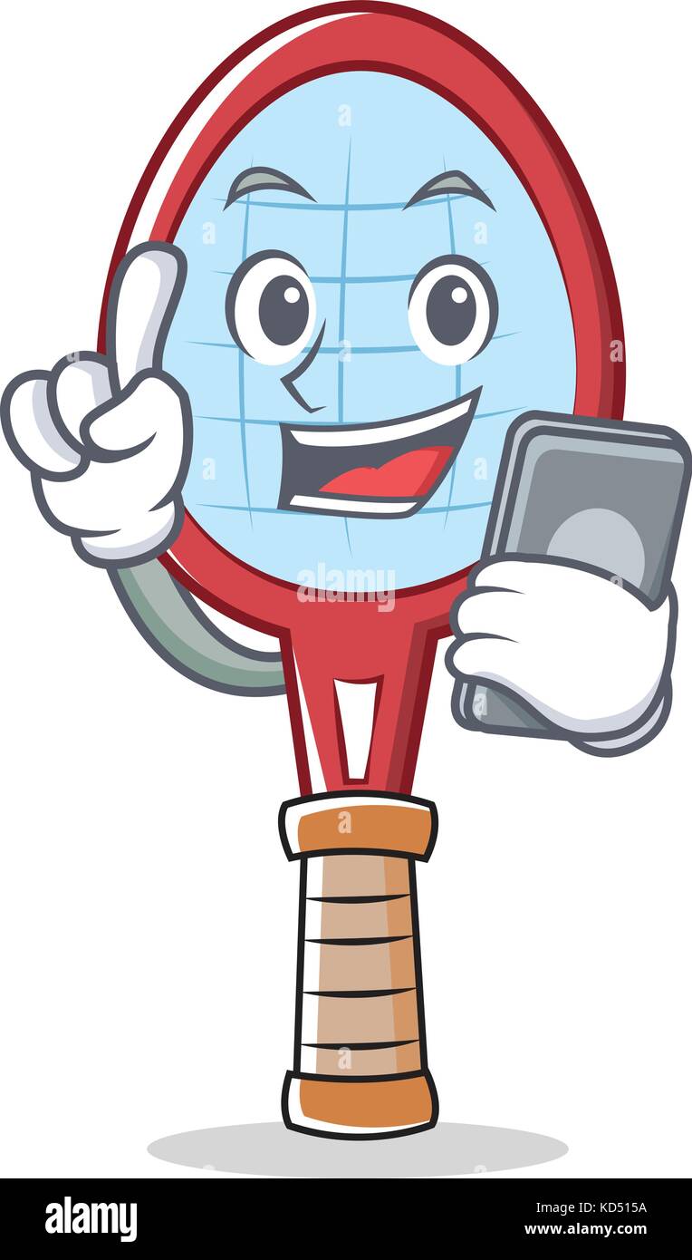 Playing phone tennis racket character cartoon Stock Vector Image & Art ...