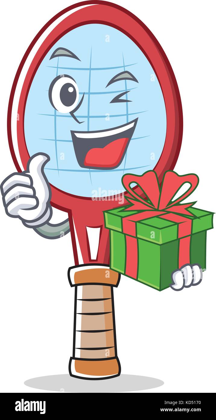 With gift tennis racket character cartoon Stock Vector Image & Art - Alamy