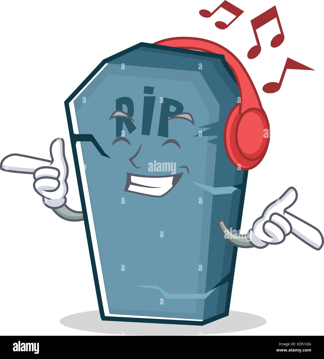 Listening music tombstone character cartoon object Stock Vector Image ...