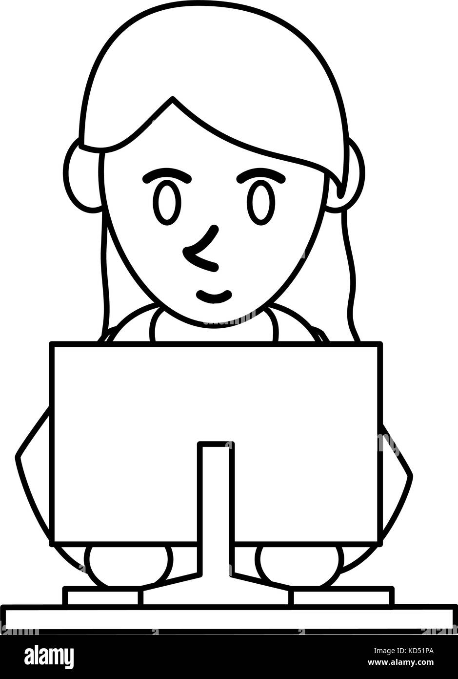 woman using computer icon image Stock Vector Image & Art - Alamy