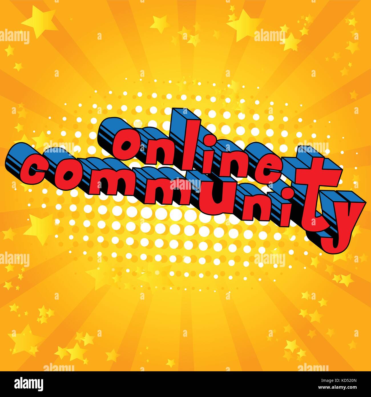Online Community - Comic book style word on abstract background Stock ...